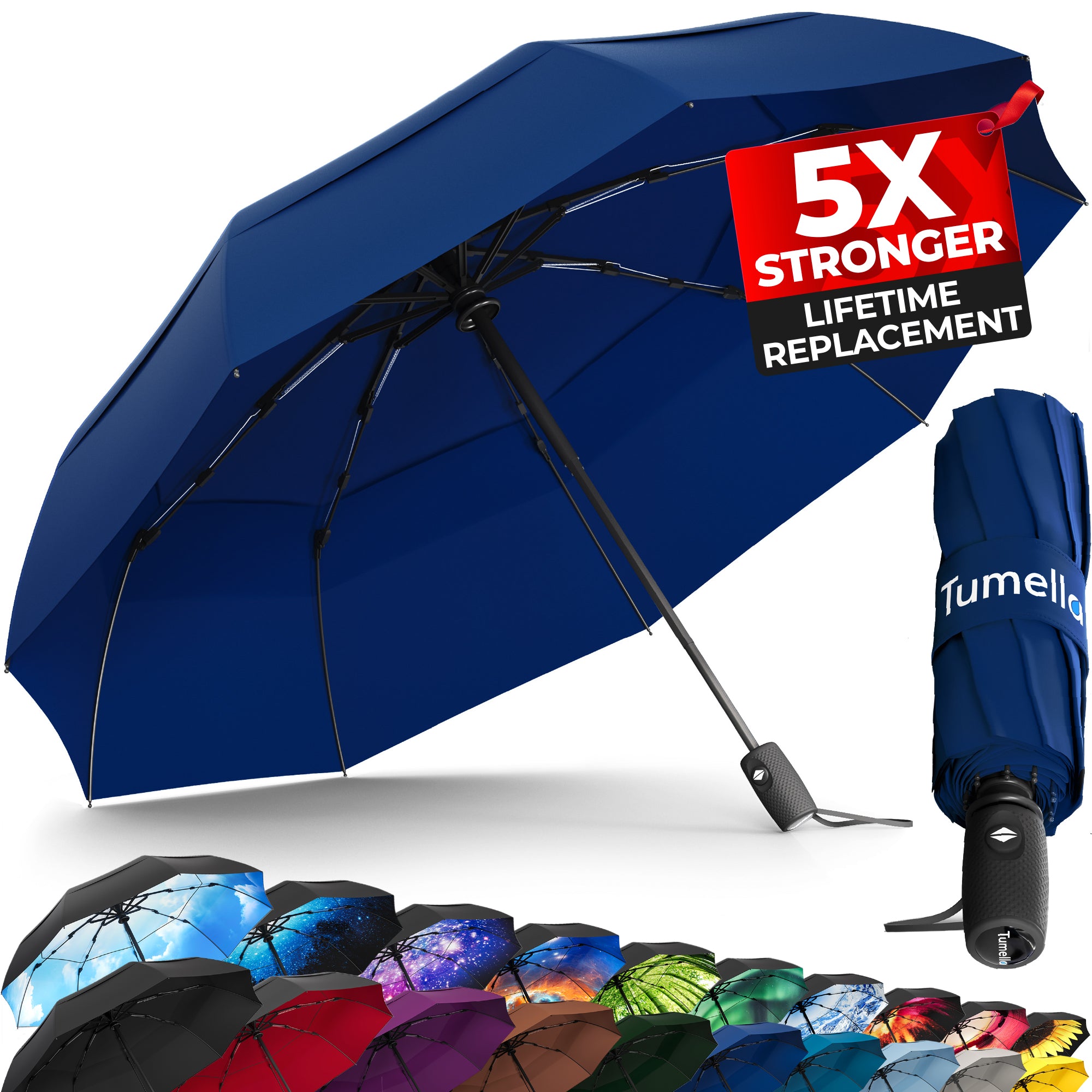 Tumella Navy Blue Travel Umbrella - Tumella