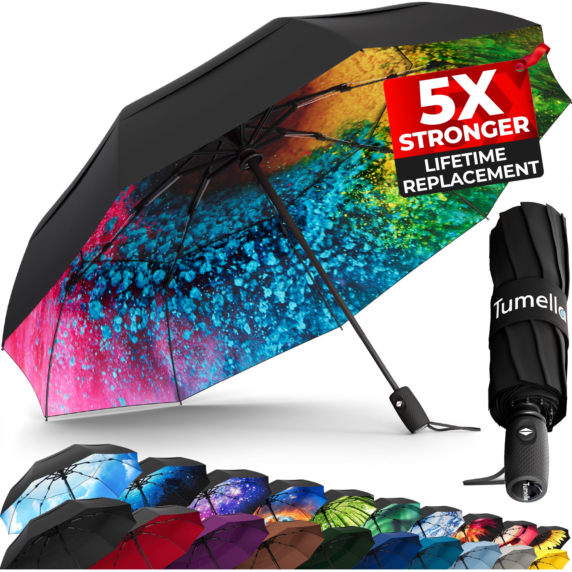Tumella Riot of Color Folding Umbrella - Tumella